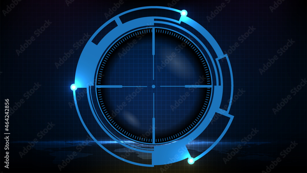 abstract futuristic background of blue technology sniper sight with ...