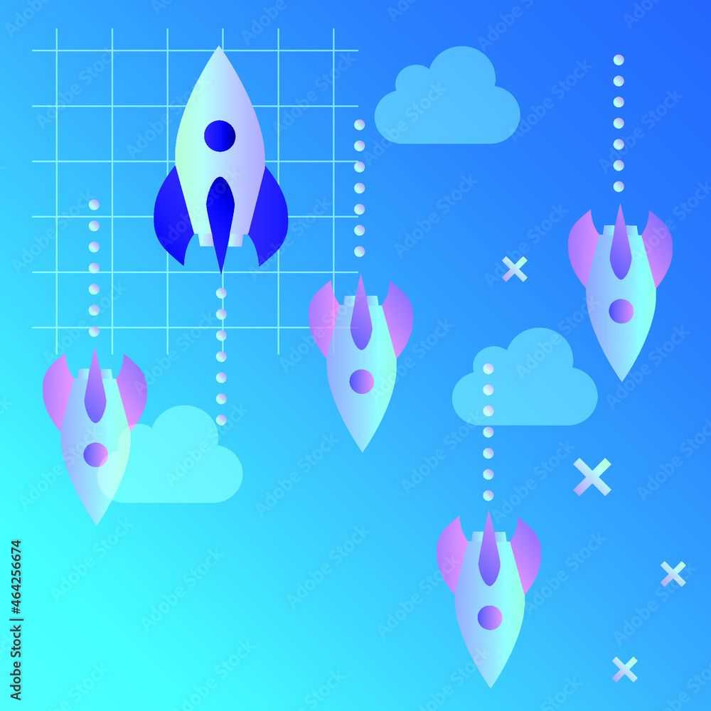 Cool infographic with a rocket flying up and weak falling down. He ...