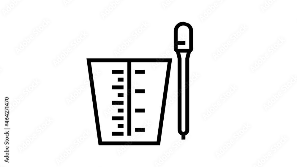 measuring cup and stick tool resin art animated line icon. measuring ...