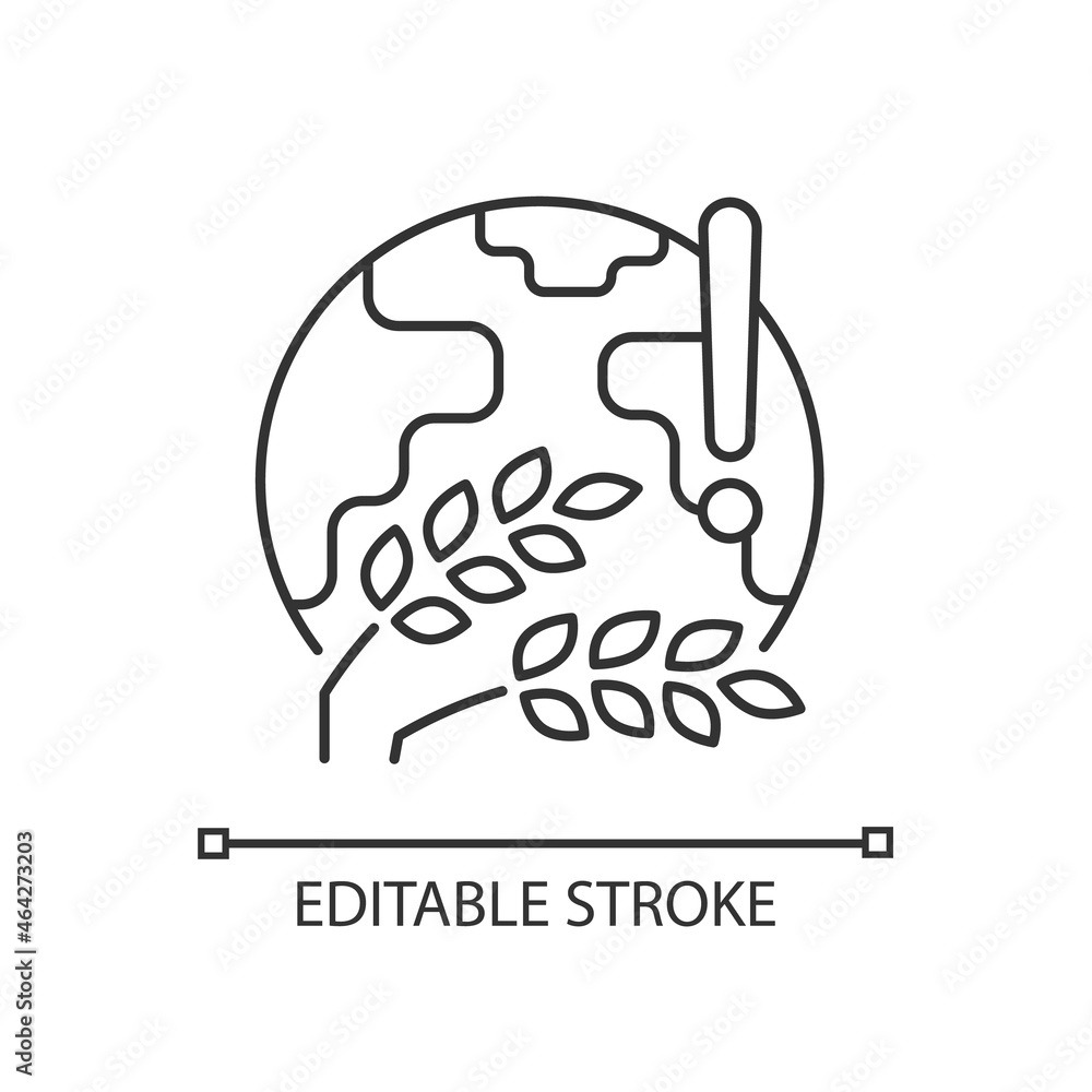 World harvest wilt linear icon. International starvation problem ...