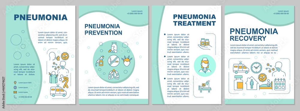 Pneumonia mint brochure template. Infection treatment and recovery ...