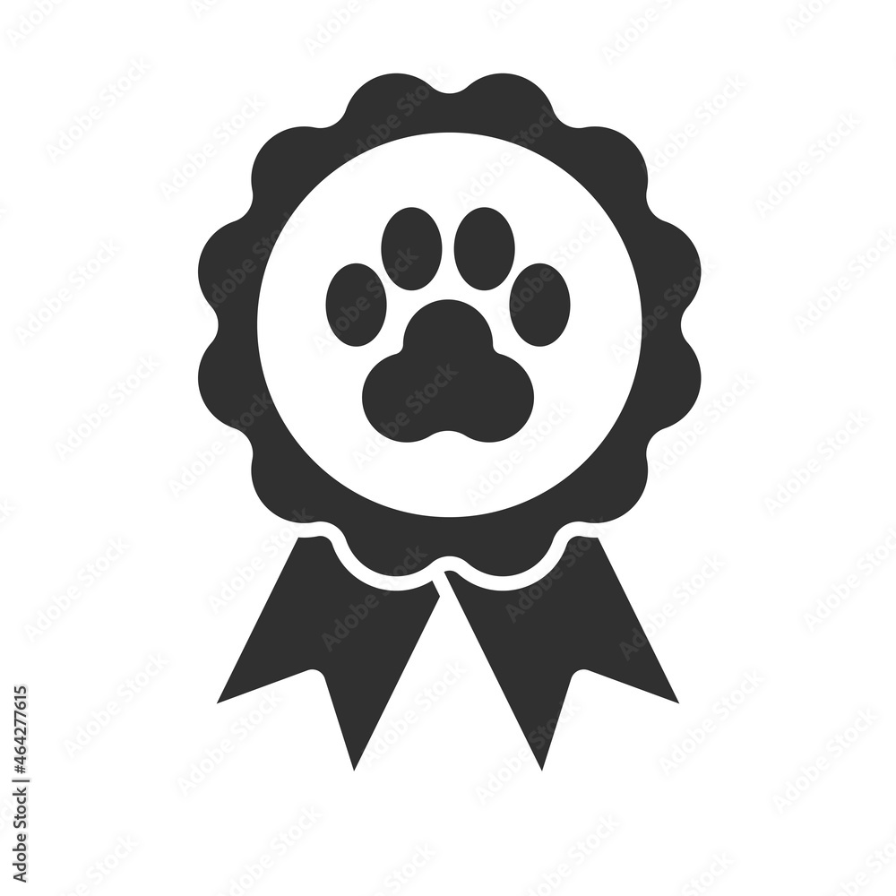 Award ribbon with a paw in the center. Symbol of prizes and awards at ...