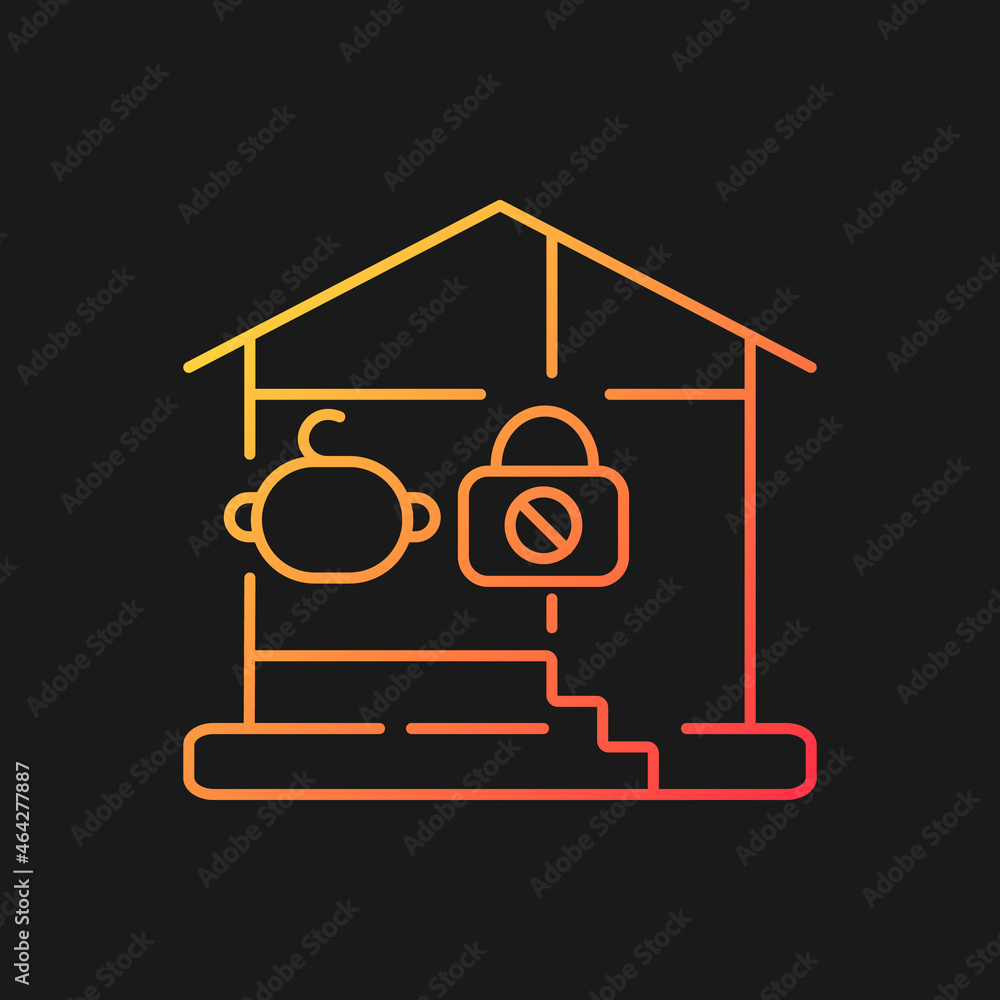 Lock basement door gradient vector icon for dark theme. Child safety ...