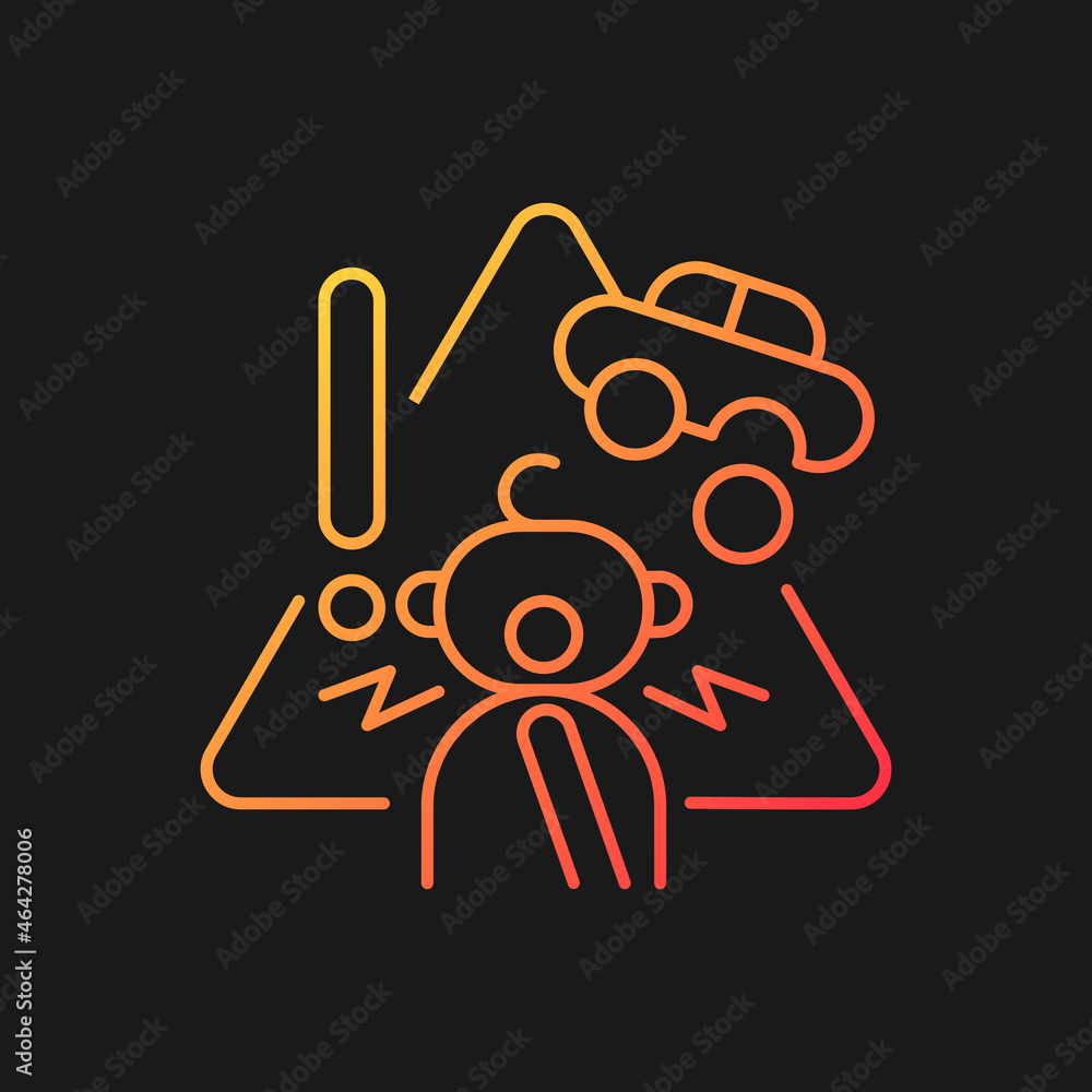 Choking hazard toys gradient vector icon for dark theme. Child safety ...