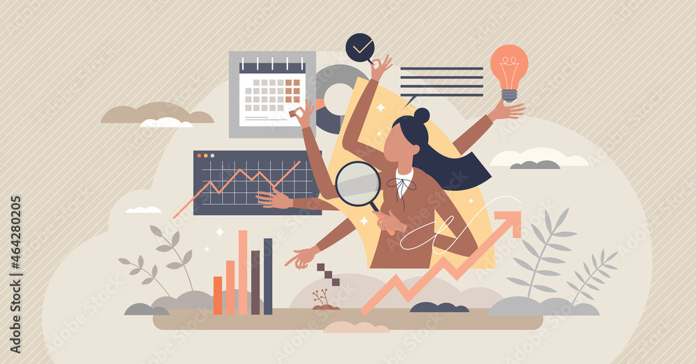 Project management skills with effective multitasking tiny person ...