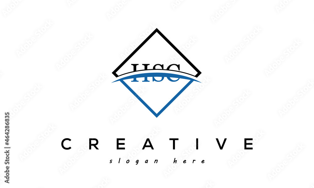 HSC three Letters Logo Design with Swoosh and Rectangle Square Box ...