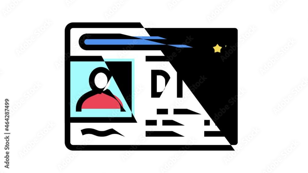 dmv driver license requirements animated color icon. dmv driver license ...