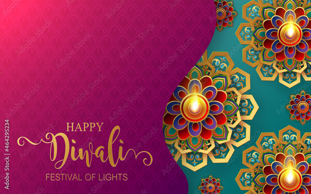 Diwali, Deepavali or Dipavali the festival of lights india with gold ...