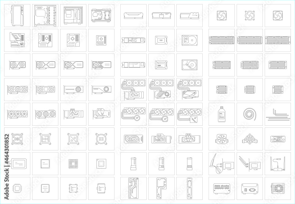 PC Components fully editable icons set for custom built and custom ...