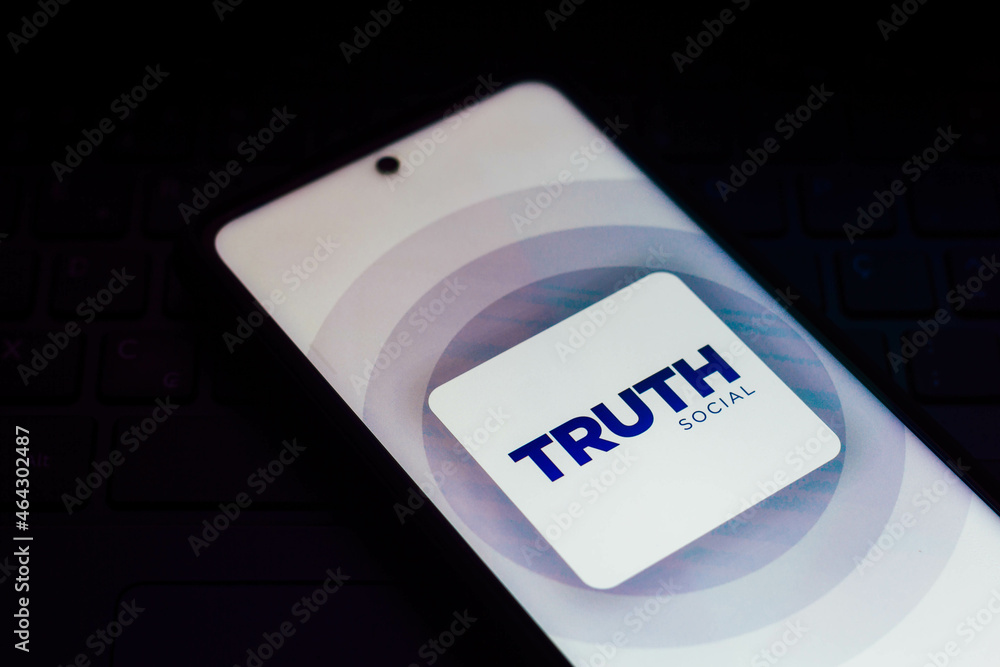 October 21, 2021, Brazil. In this photo illustration the Truth Social ...
