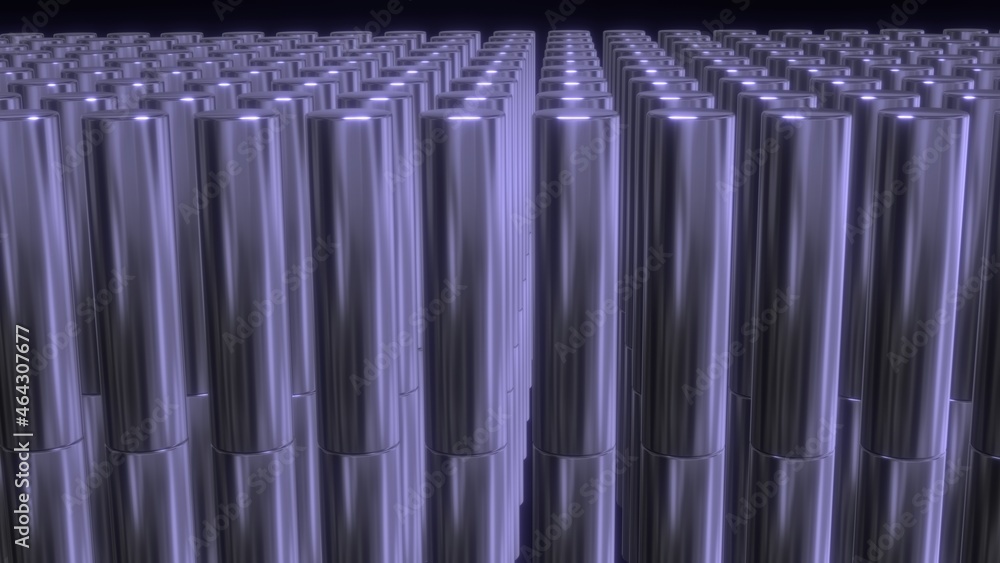 Nuclear fuel rods. Fuel cells. Nuclear reactor, power plant fuel tanks ...