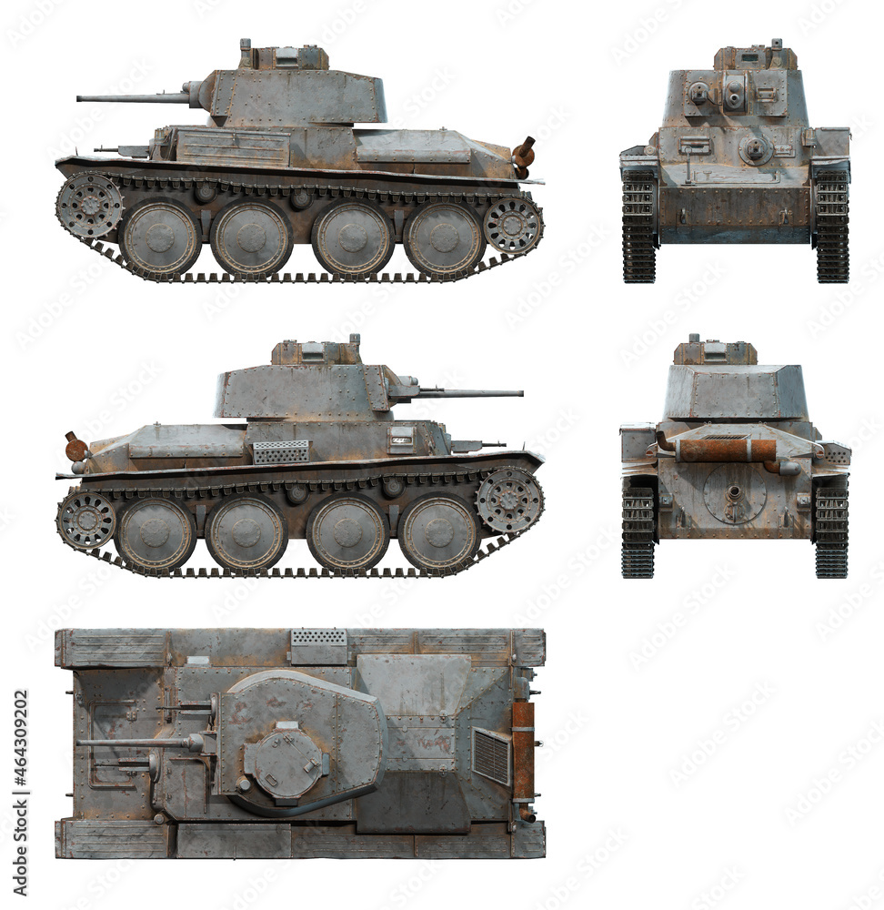 3d-renders of tank Pz.38(t) on white background Stock Illustration ...