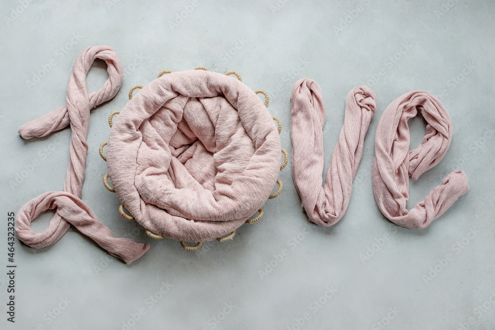 pink love with nest background for newborn and baby Stock Photo | Adobe ...
