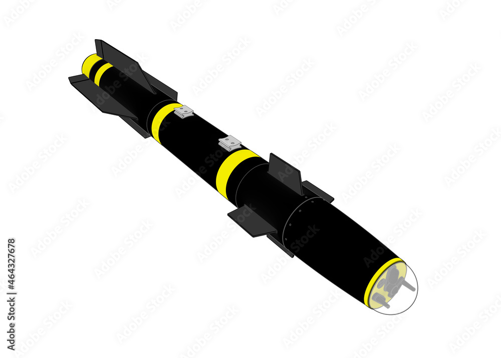 3D render of an air-to-air missile in toon processing, sketch Stock ...