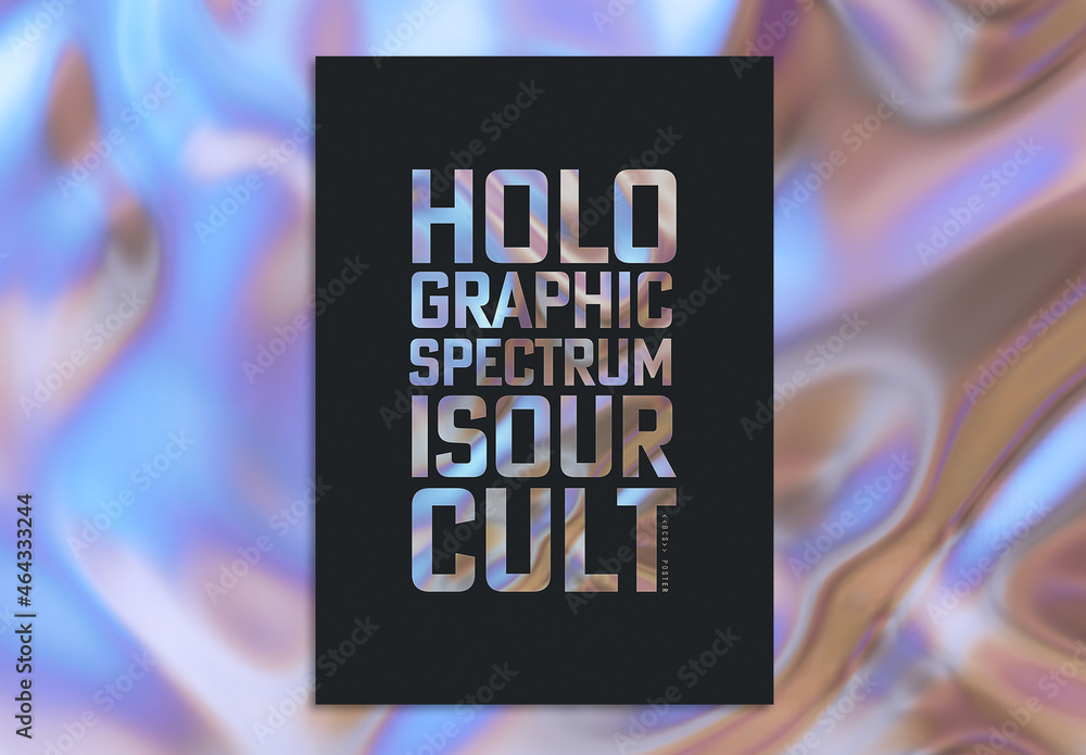 Modern Typographic Design Poster Layout with Holographic Texture Text ...