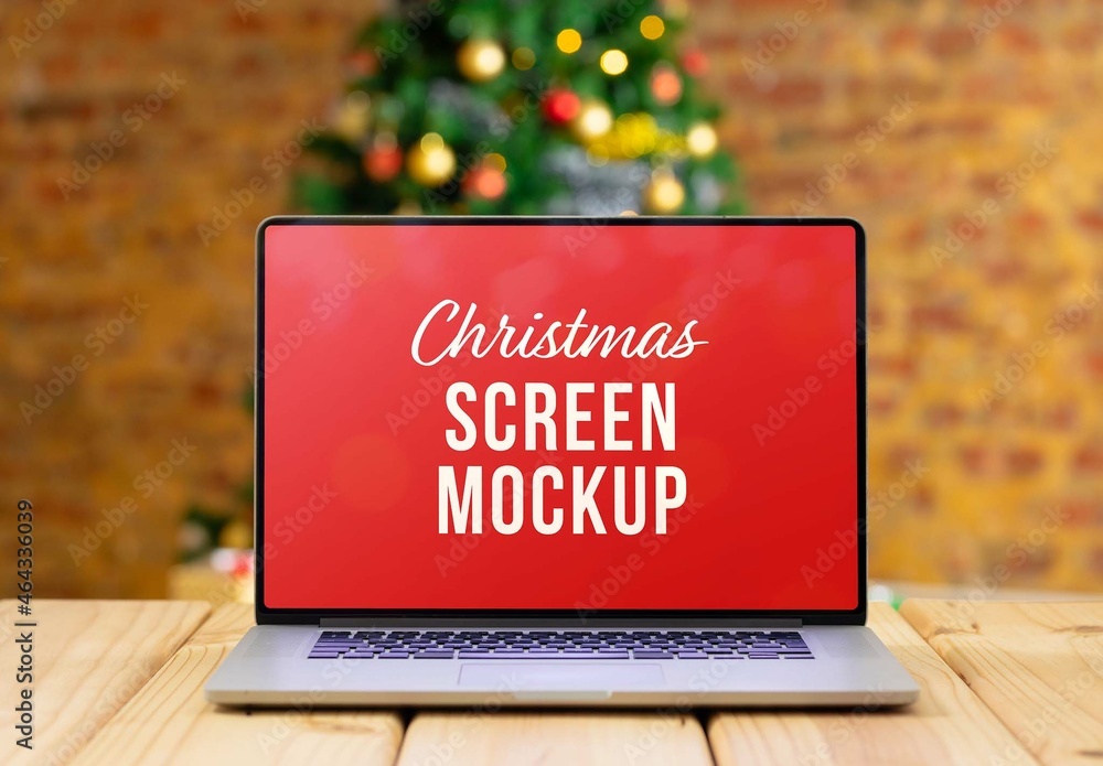 Christmas Laptop Mockup Stock Template | Adobe Stock