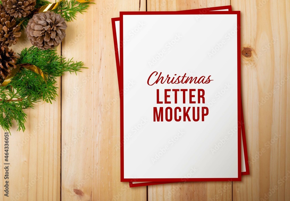 Christmas Letter with Decorations Mockup Stock Template | Adobe Stock