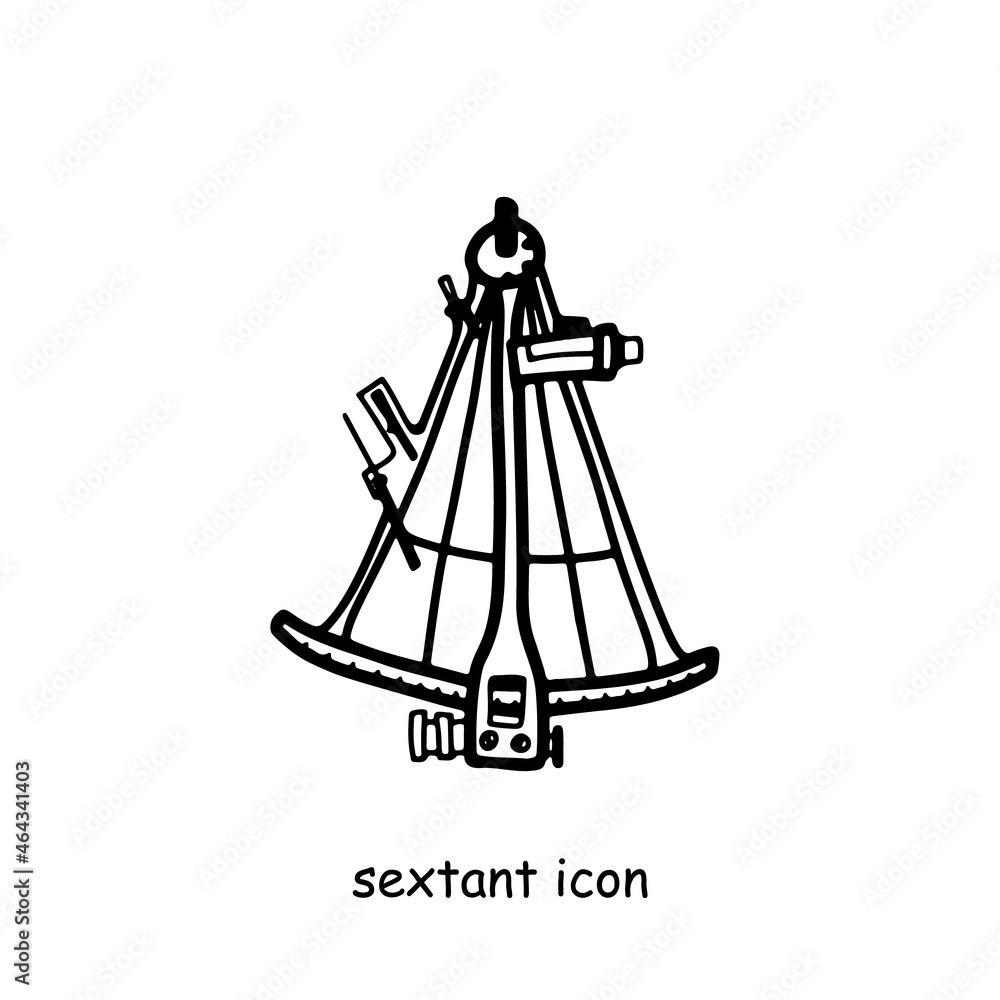 Sextant outline hand drawn icon. Travel symbol isolated on white ...