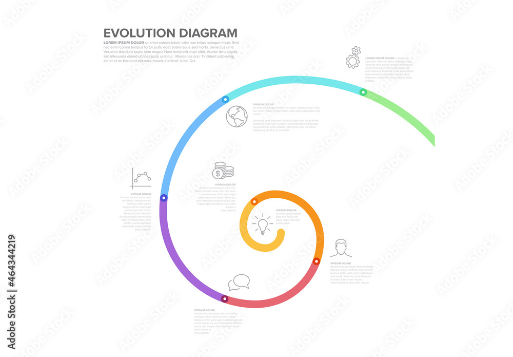 Spiral Cycle Thick Line Infographic Schema Diagram Layout Stock ...