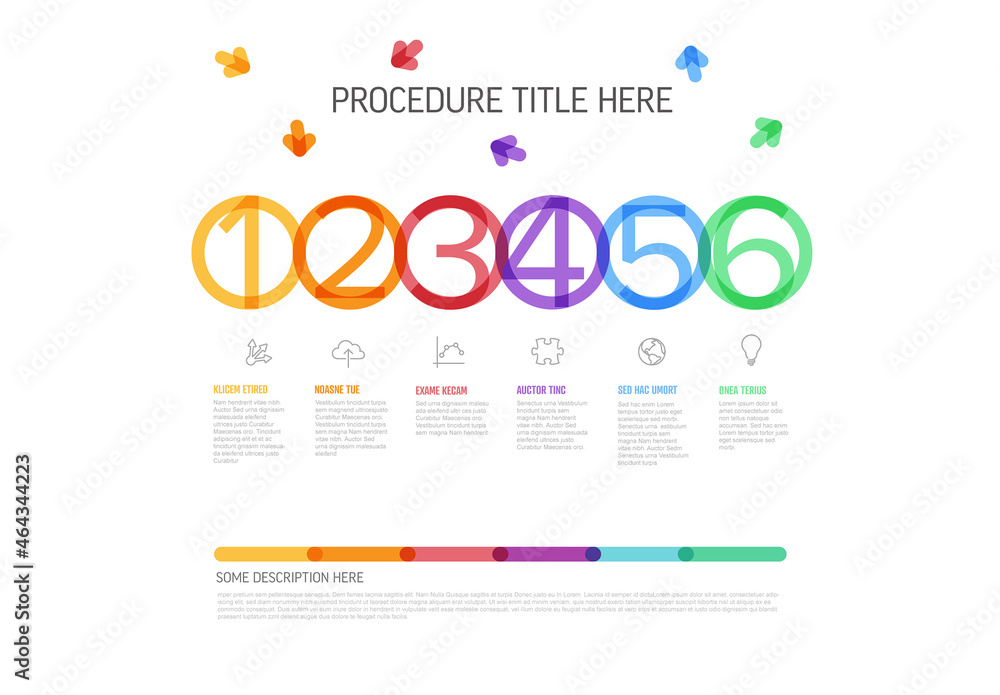 Minimalistic Thick Line Six Steps Circle Elements Layout Stock Template ...