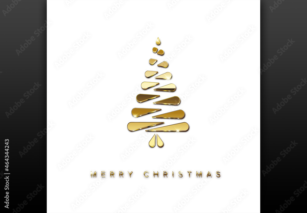Christmas Card with Minimalistic Golden Tree Stock Template | Adobe Stock