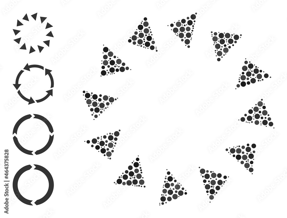 Rounded dot combination rotate ccw. Vector collage is based on rotate ...