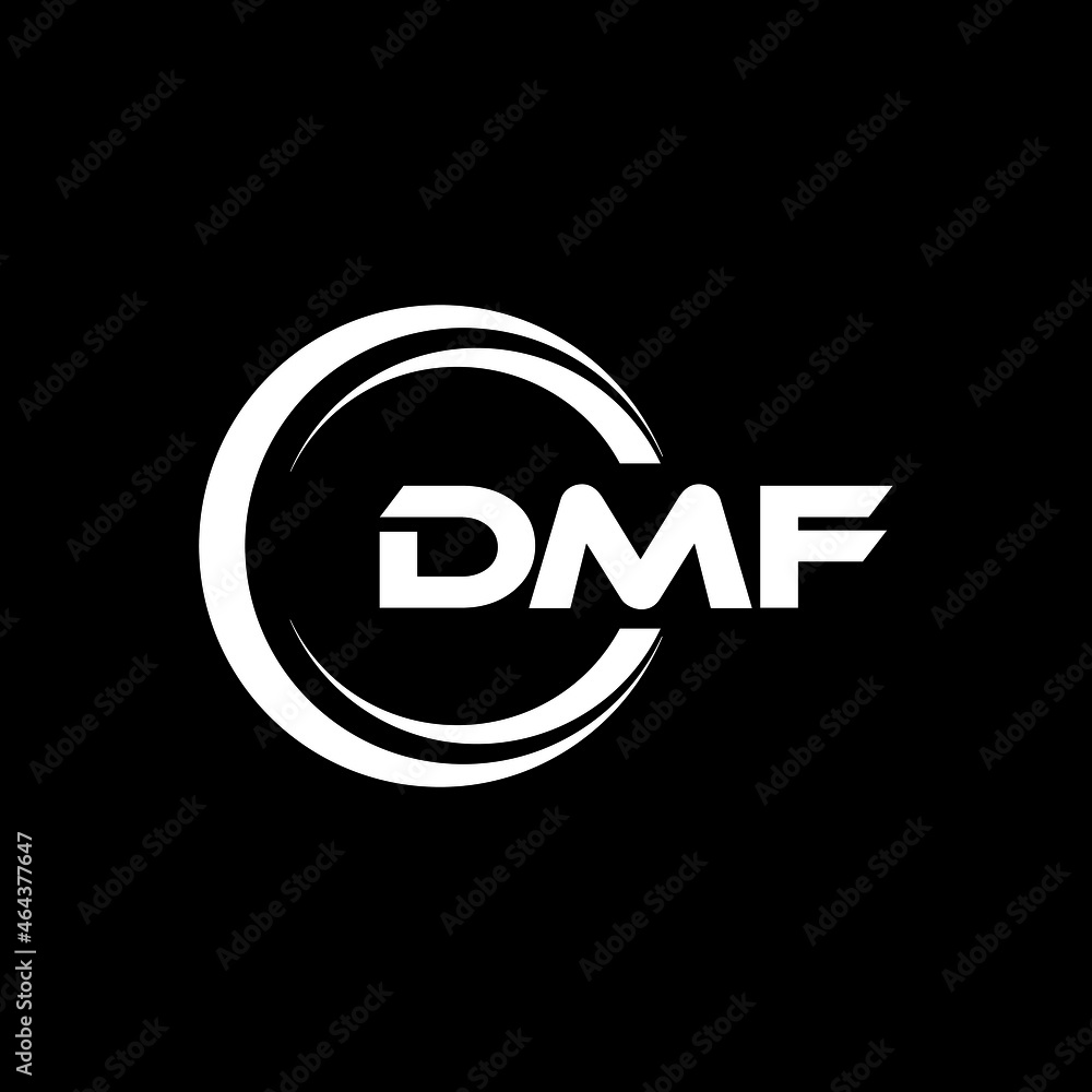Vecteur Stock DMF letter logo design with black background in ...