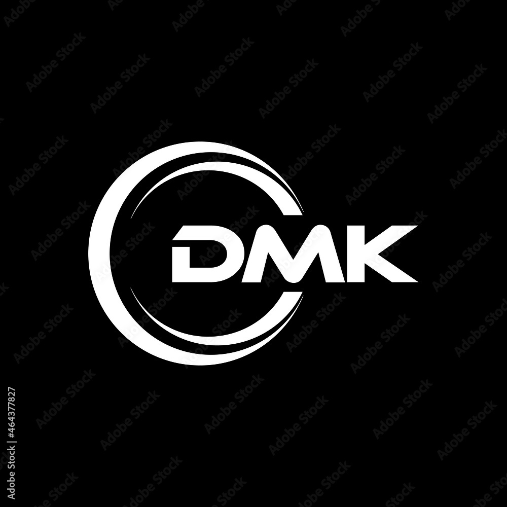 Vetor do Stock: DMK letter logo design with black background in ...