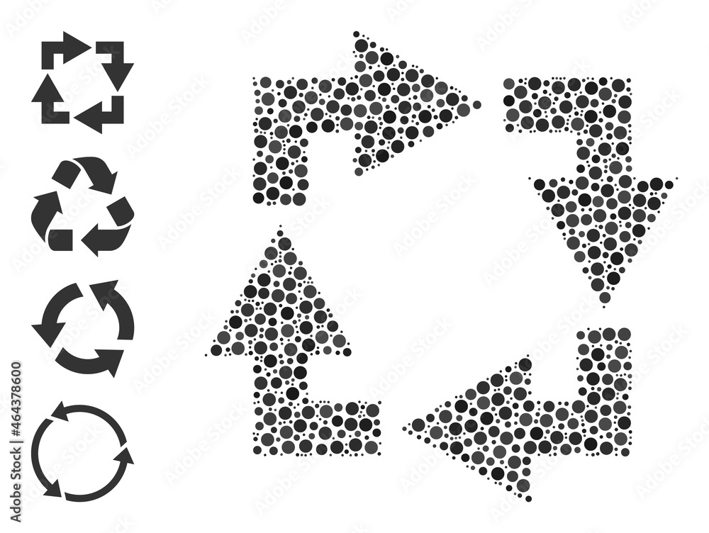 Circle Composition Recycle Vector Collage Is Based On Recycle Icon And Made From Randomized
