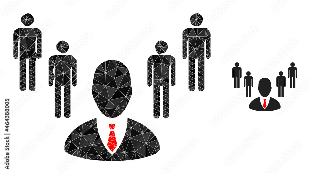 Low-poly group boss icon on a white background. Flat geometric ...