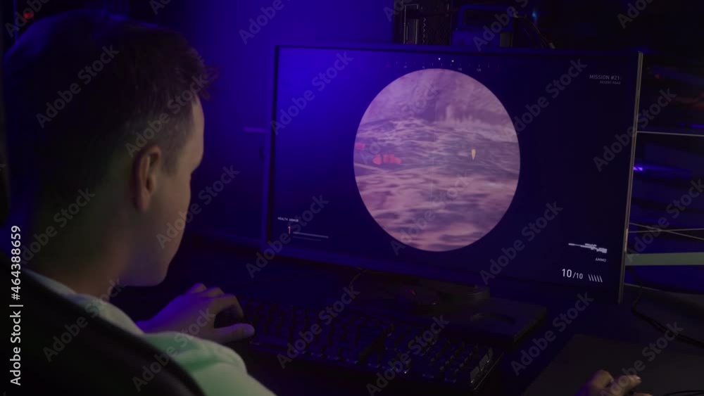 Vidéo Stock Professional Gamer Boy Plays As A Soldier Character In ...