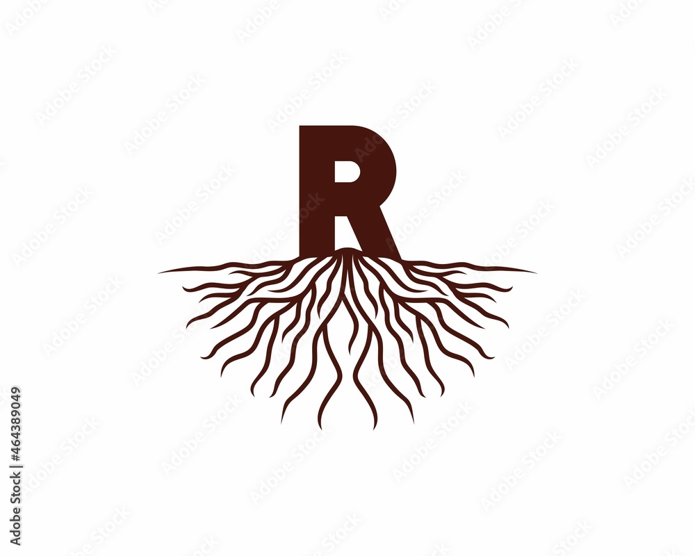 R Letter on the tree roots illustration logo Stock Vector | Adobe Stock