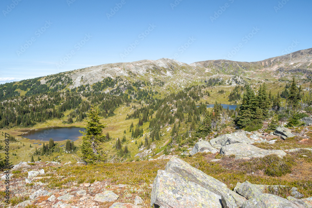 Sheila Lake from above at Trophy Mountain hike in the meadows of Wells ...