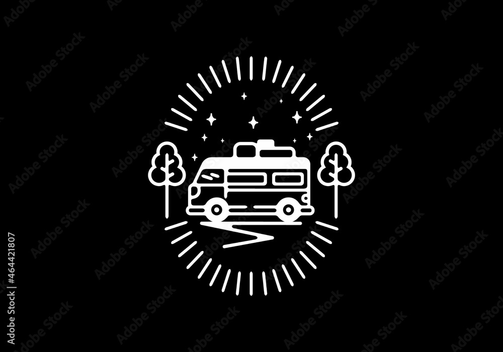 Line art illustration of campervan Stock Vector | Adobe Stock