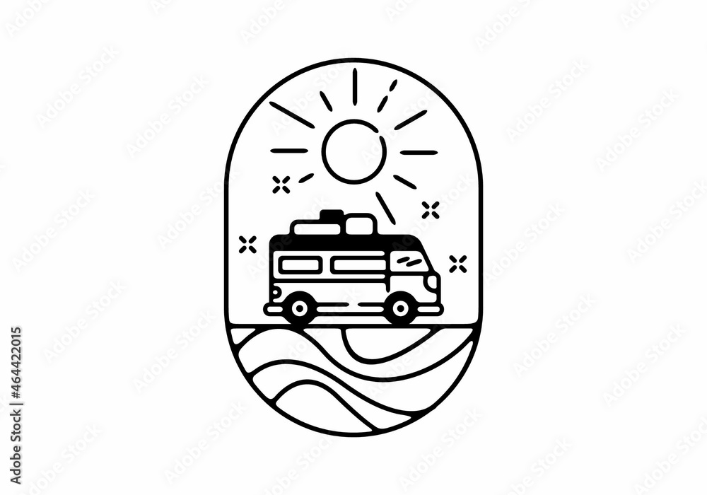 Line art illustration of campervan Stock Vector | Adobe Stock