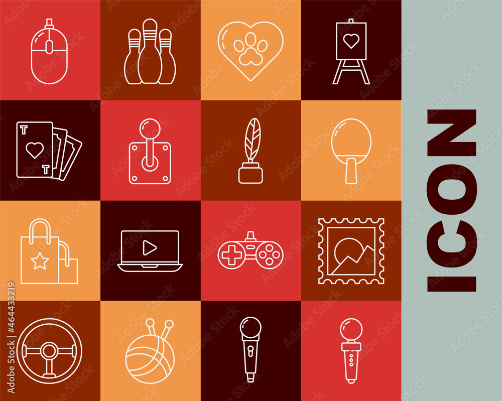 Set line Joystick for arcade machine, Picture landscape, Racket playing ...