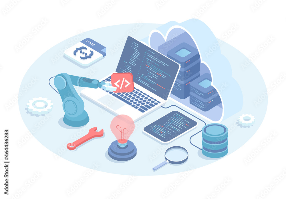 Back end development. Backend app development process. Software ...