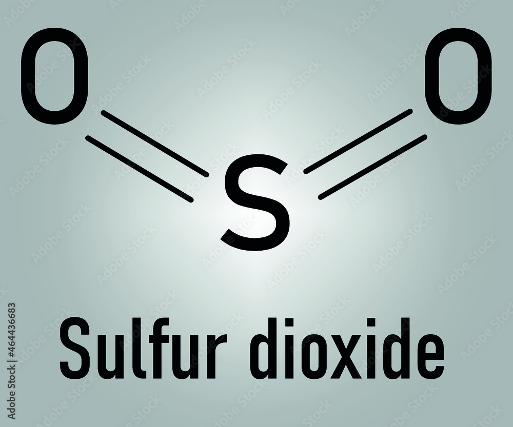 Sulfur dioxide food preservative molecule (E220). Also used in ...