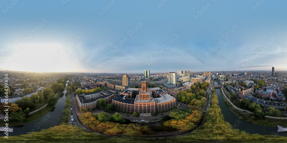360 degree panorama aerial view of the medieval Dutch city centre of ...