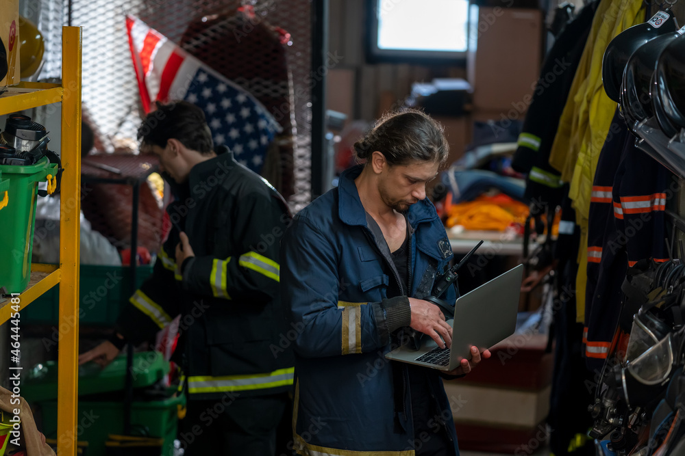 Firefighter ready for action,Fireman wearing firefighter turnouts and ...