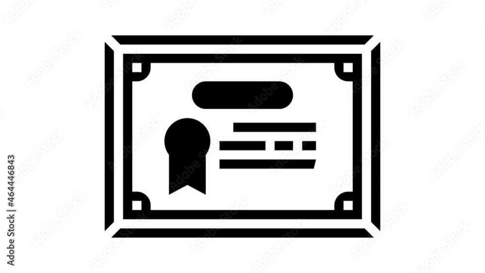 diploma or educational certificate animated glyph icon. diploma or ...