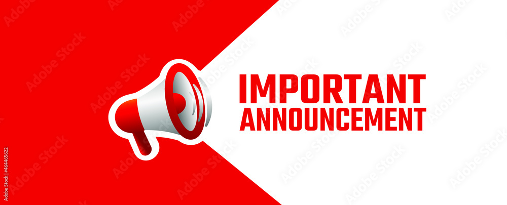 important announcement sign on white background Stock Vector | Adobe Stock