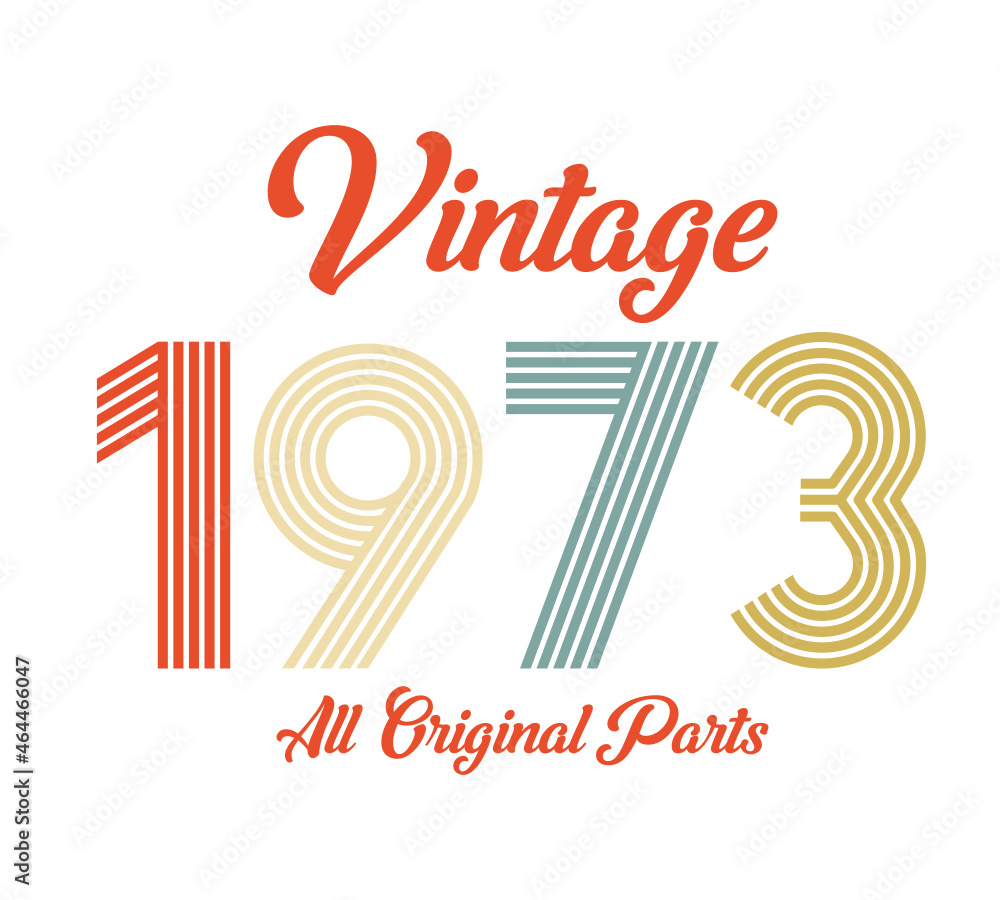Vintage 1973 All Original Parts 1973 Retro Birthday Typography Design