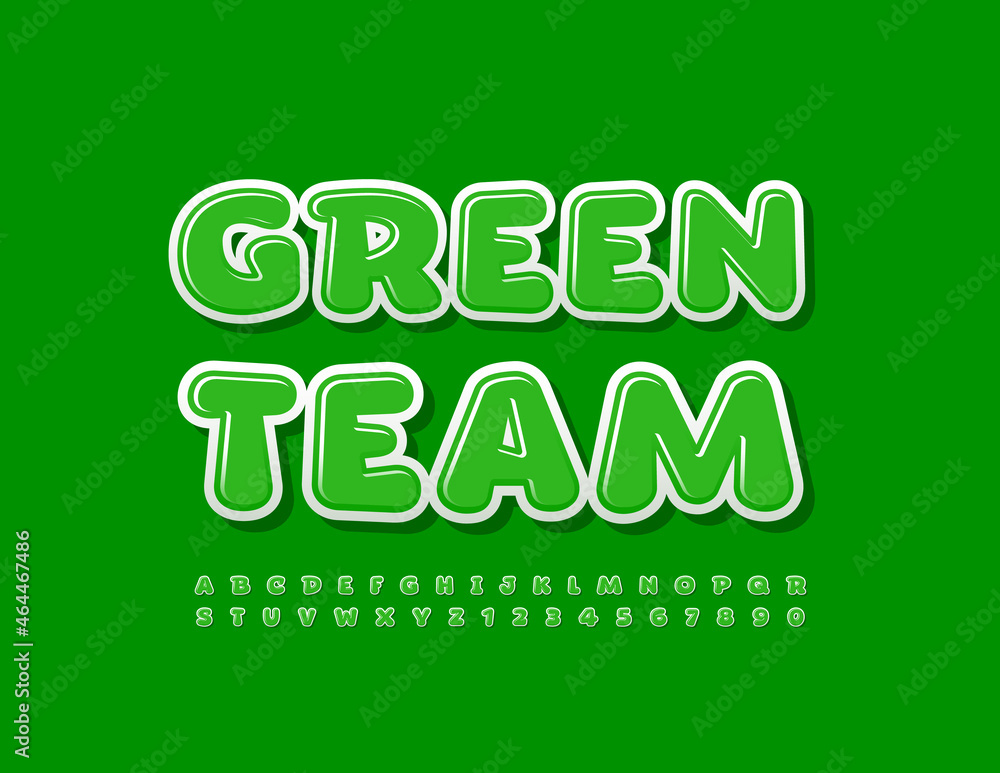 Vector bright Poster Green Team. Green Modern Font. Artistic Alphabet ...