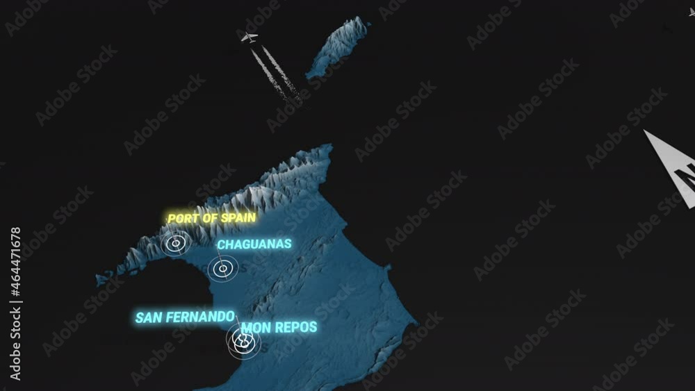 Seamless looping animation of the 3d terrain map at nighttime of ...