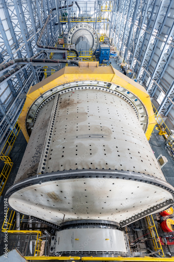 Ball and sag mill in the mine plant. A typical type of fine grinder is ...