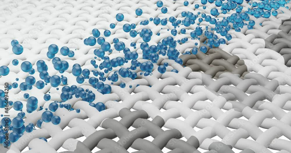 3d render stylized animation of cleaning the fabric structure from dirt ...