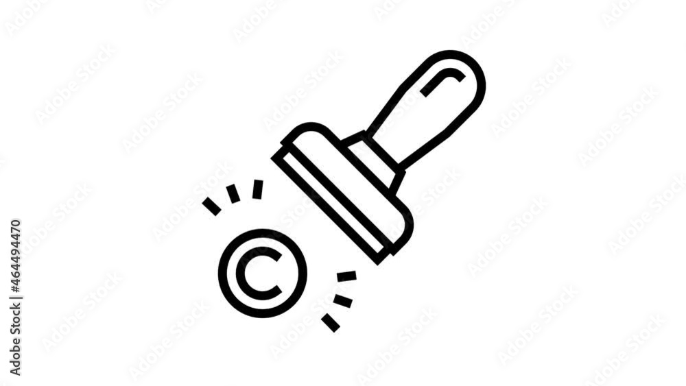 copyright symbol stamp animated line icon. copyright symbol stamp sign ...