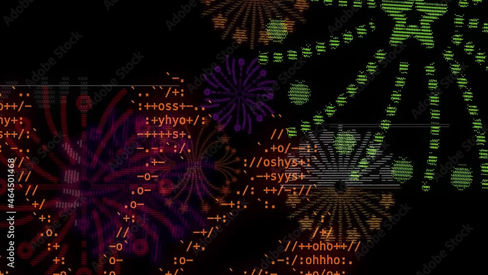 ASCII character set animated fireworks with multiple colors. 素材庫影片 | Adobe Stock