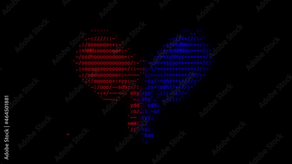 Blue and Red ascii heart Stock Video | Adobe Stock